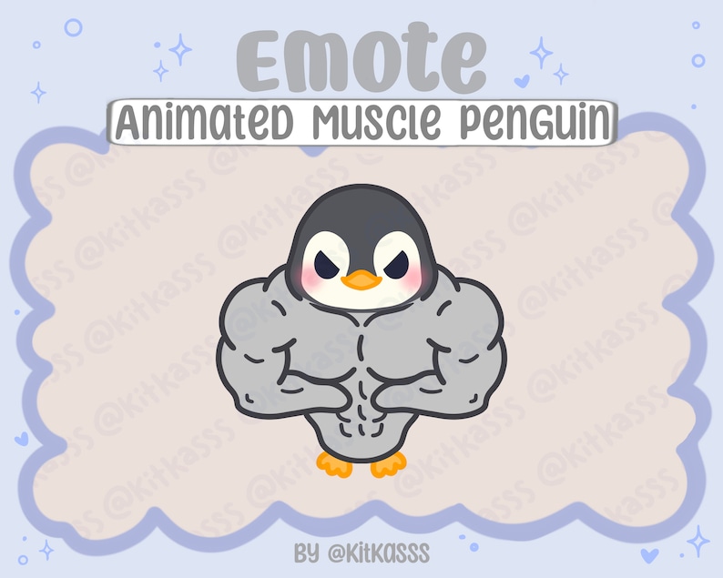 Animated Muscle Penguin Emote - Twitch, Youtube, Discord Emotes - Buff ...