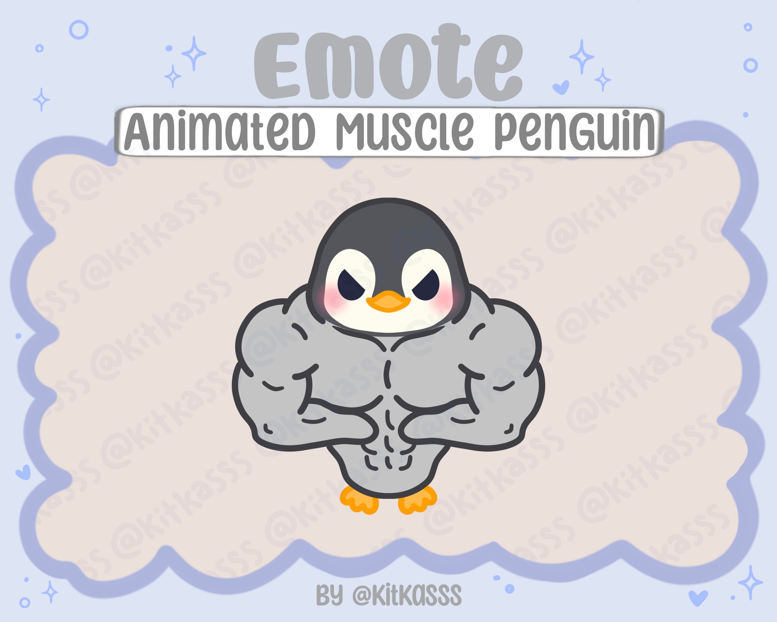 Animated Muscle Penguin Emote - Twitch, Youtube, Discord Emotes - Buff ...