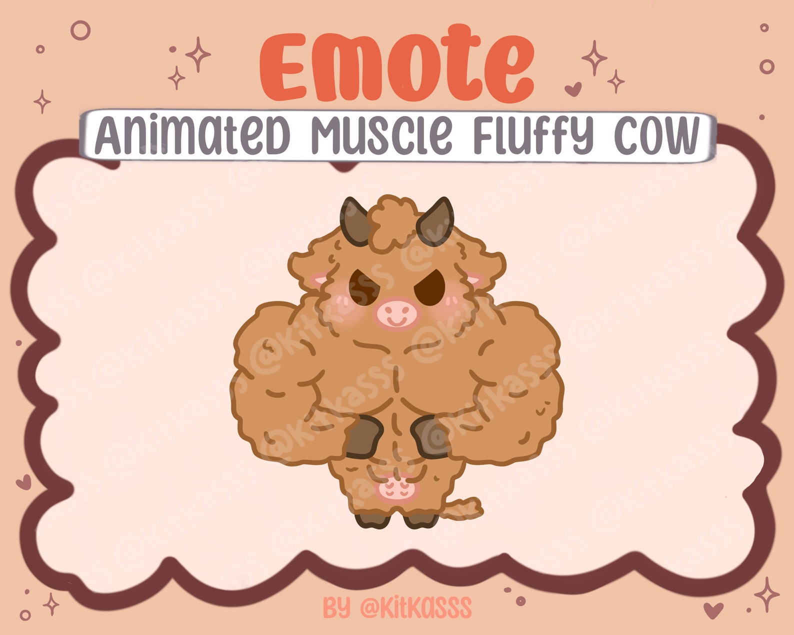Animated Emote - Animated Muscle Fluffy Cow Emote - Fluffy Cow Emote ...