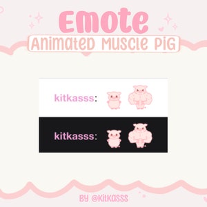 Animated Muscle Pig Emote - Muscle Emote - Gym Emote - Kawaii Cute Pig ...