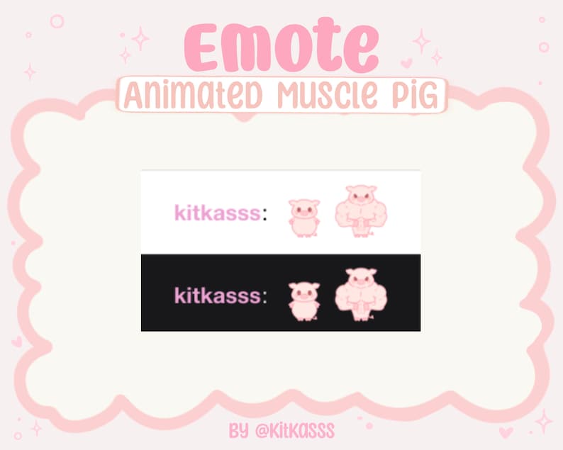 Animated Muscle Pig Emote - Muscle Emote - Gym Emote - Kawaii Cute Pig ...