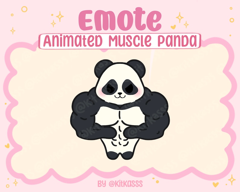 Animated Muscle Panda Emote - Panda Emote - Panda Twitch Emote ...