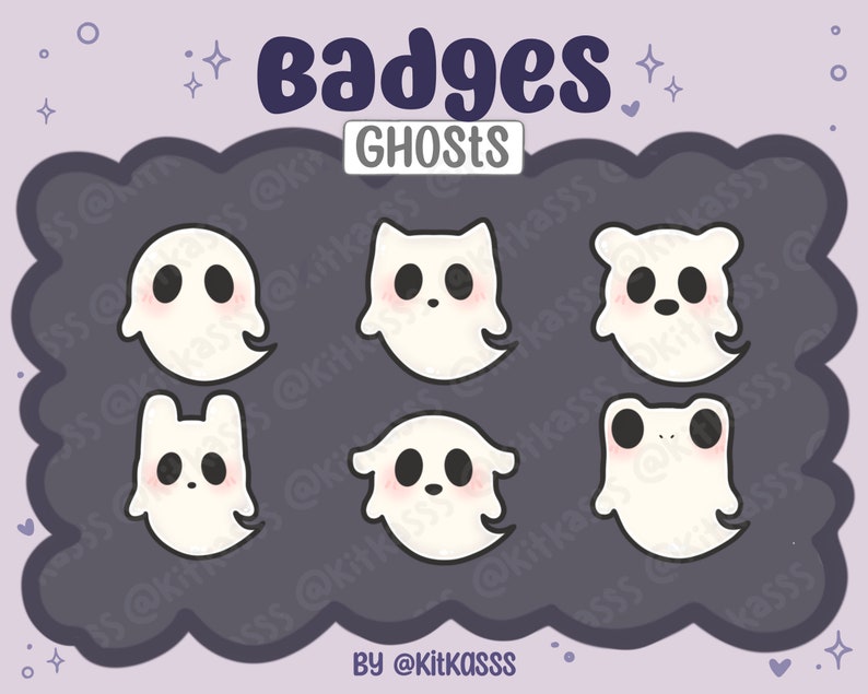 Ghost Badges - Twitch Ghost Sub / Bit Badges - Kawaii Cute Ghosts - Cute Twitch Badges - Cute ...