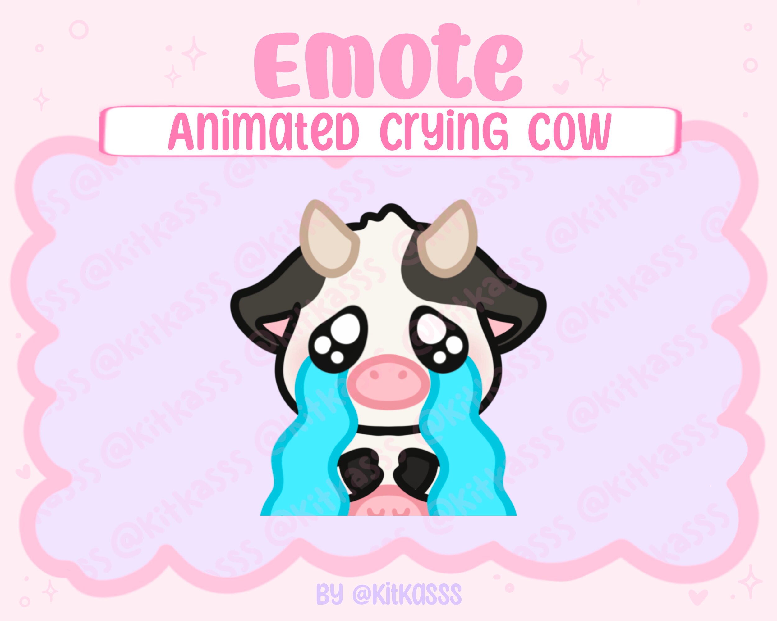 Animated Cow Emote - Crying Cow Emote - Cow Emote - Crying Emote ...