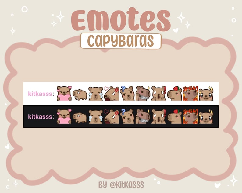 Capybara Twitch Emotes - Twitch/discord Emotes - Cute Kawaii Capybara ...