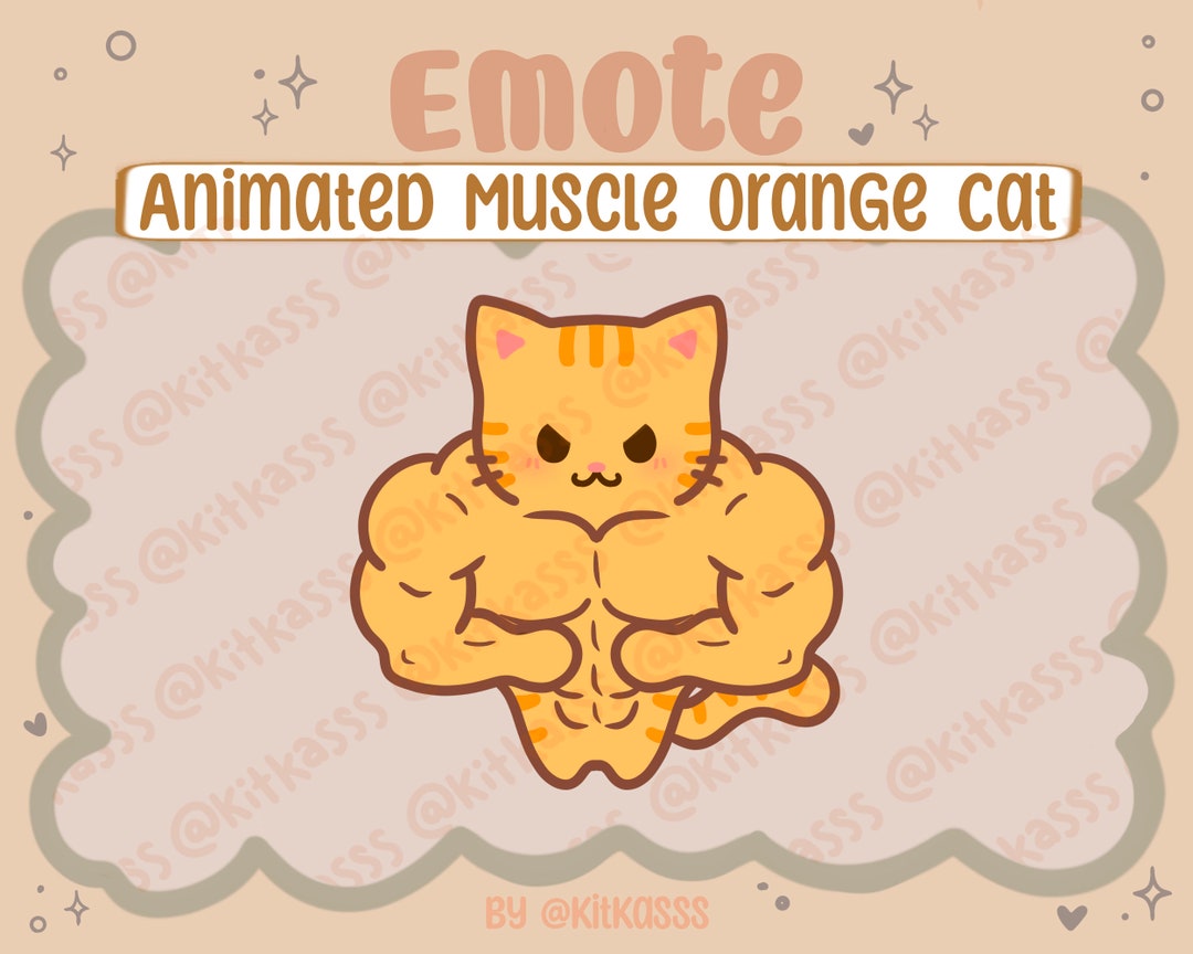 Animated Muscle Orange Cat Emote - Twitch, Youtube, Discord Emotes ...