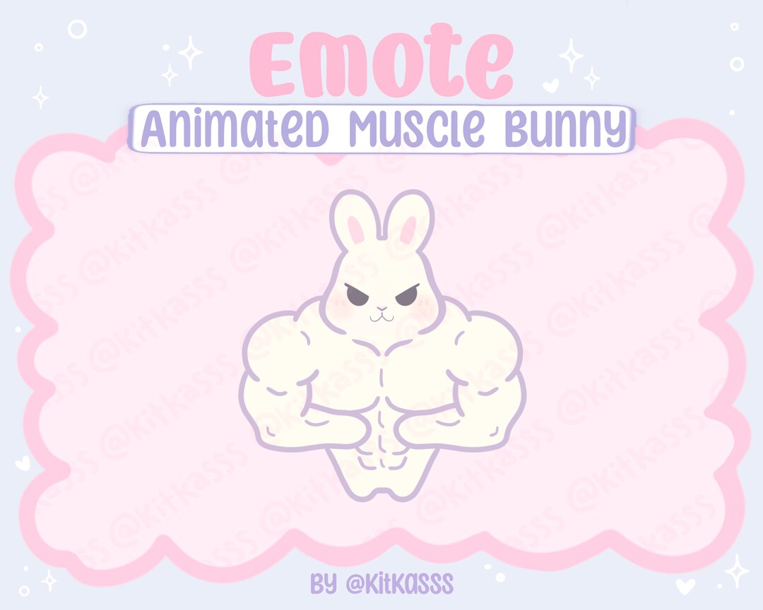 Animated Muscle Bunny Emote - Twitch, Youtube, Discord Emotes - Buff ...