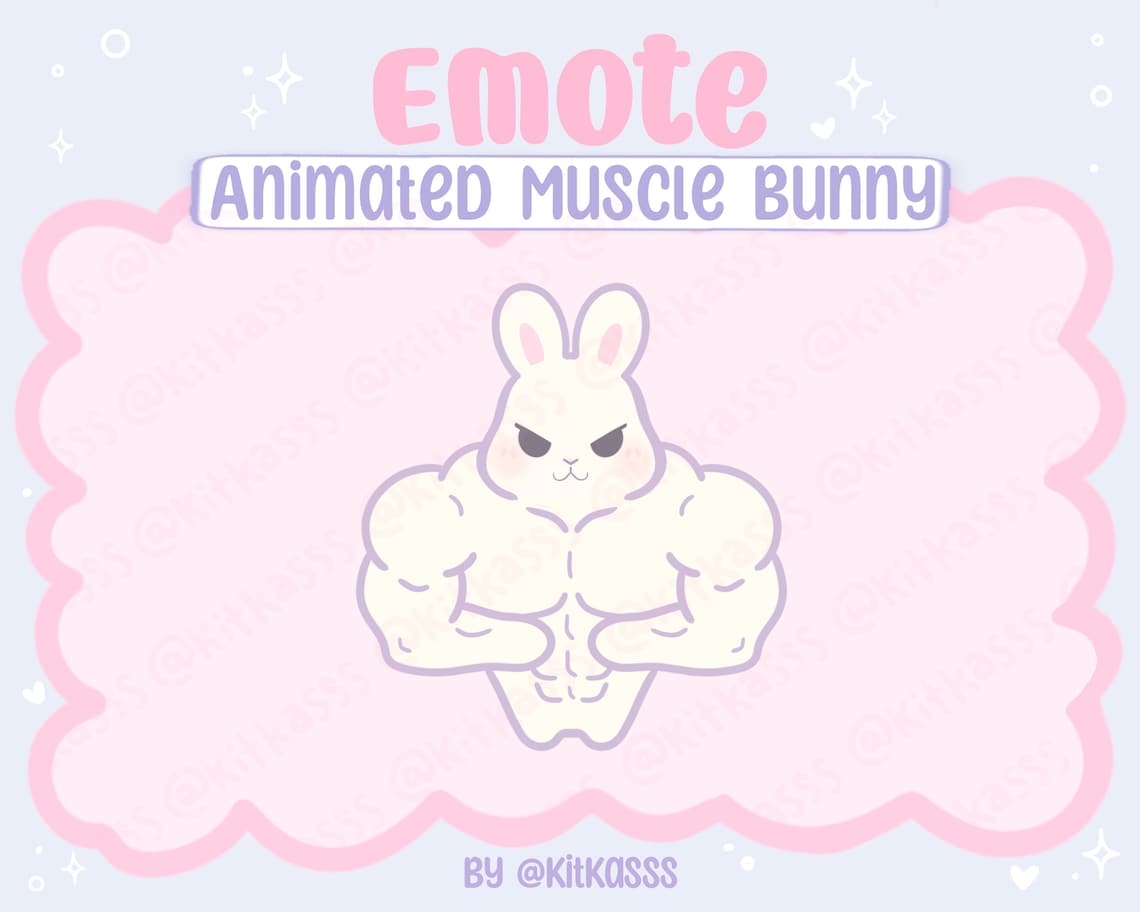Animated Muscle Bunny Emote - Twitch, Youtube, Discord Emotes - Buff ...