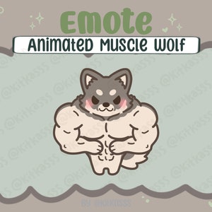 Animated Muscle Wolf Emote - Twitch, Youtube, Discord Emotes - Buff ...