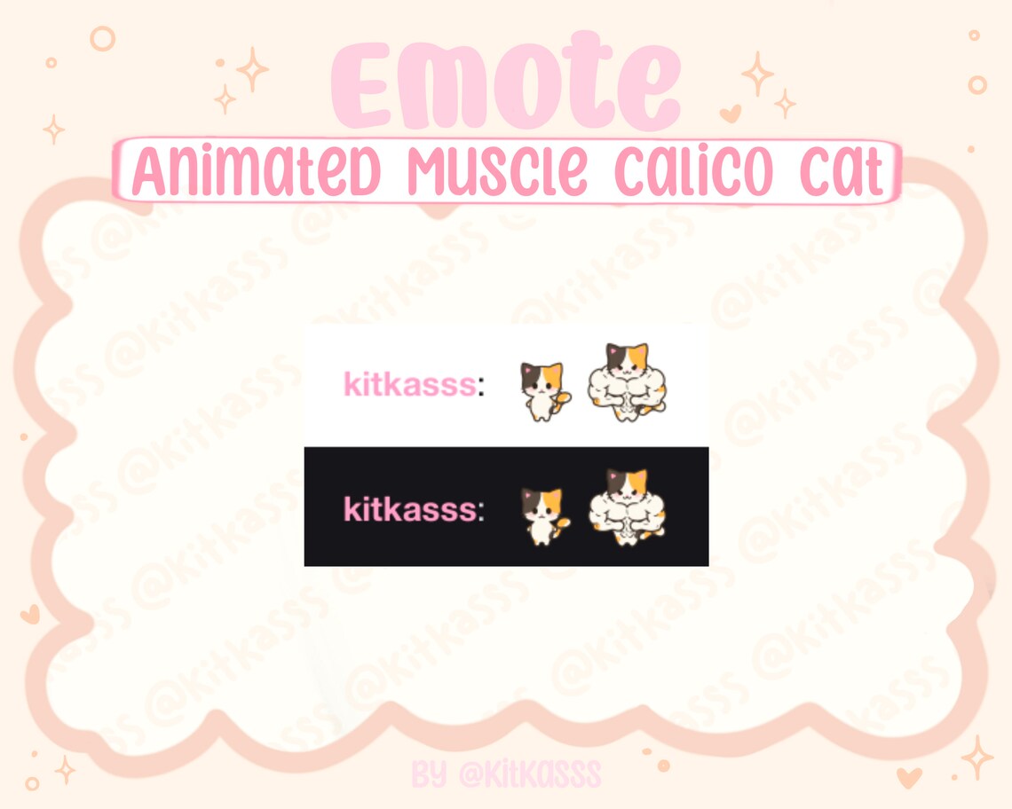 Animated Twitch Emote - Buff Calico Cat Emote - Muscle Calico Cat Emote - Twitch/discord ...