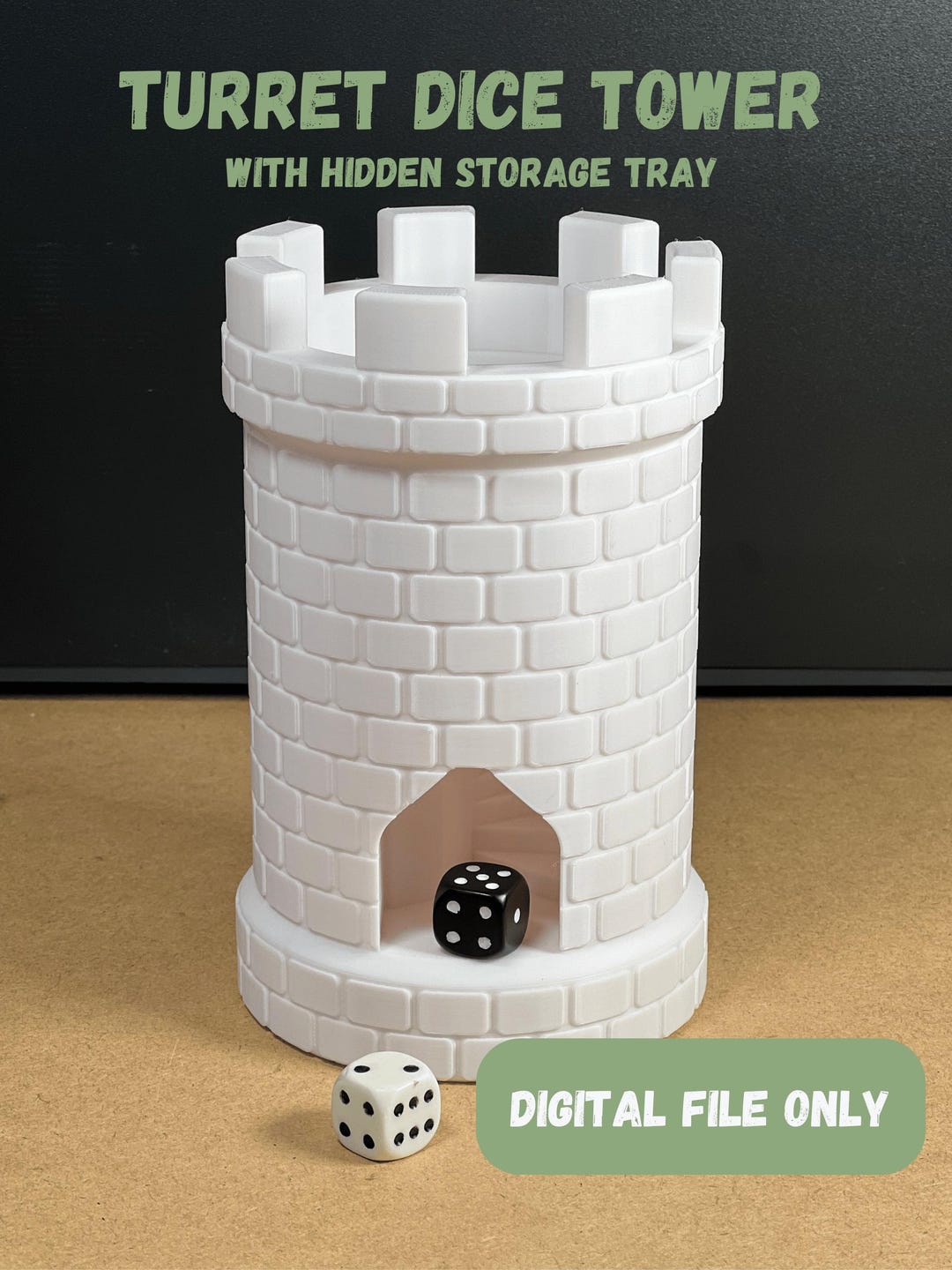 Castle Turret Dice Tower With Hidden Storage Tray STL - Etsy