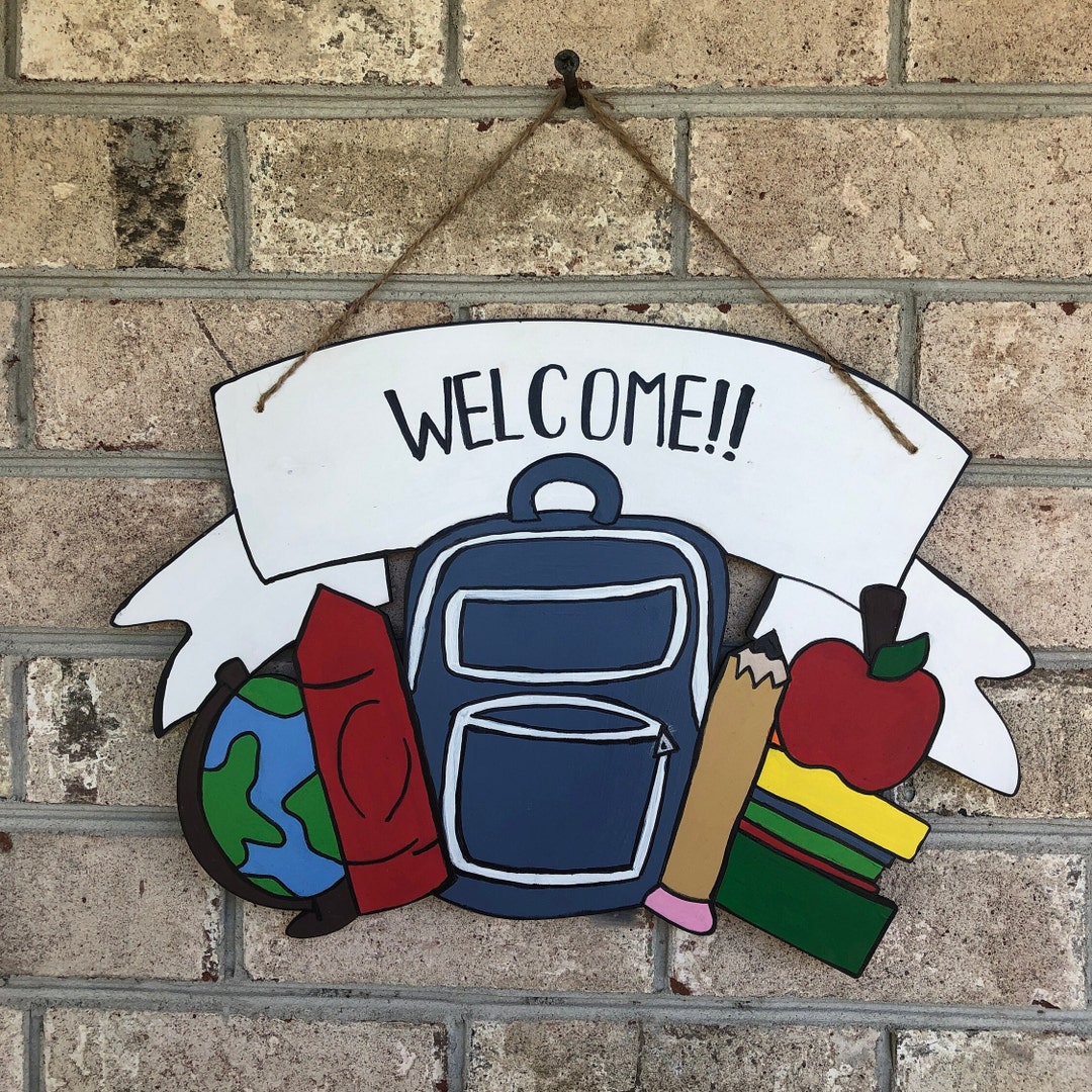 School Supply Welcome Door Hanger Classroom Decor Back to School - Etsy