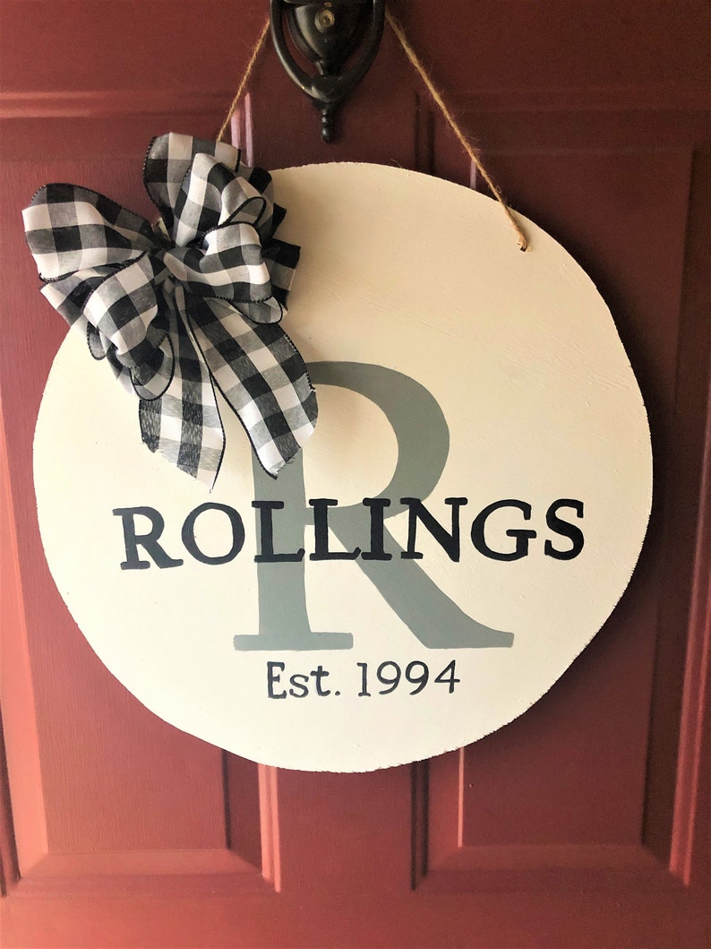 Custom Made to Order Monogram Family Name Door Hanger Wooden ...