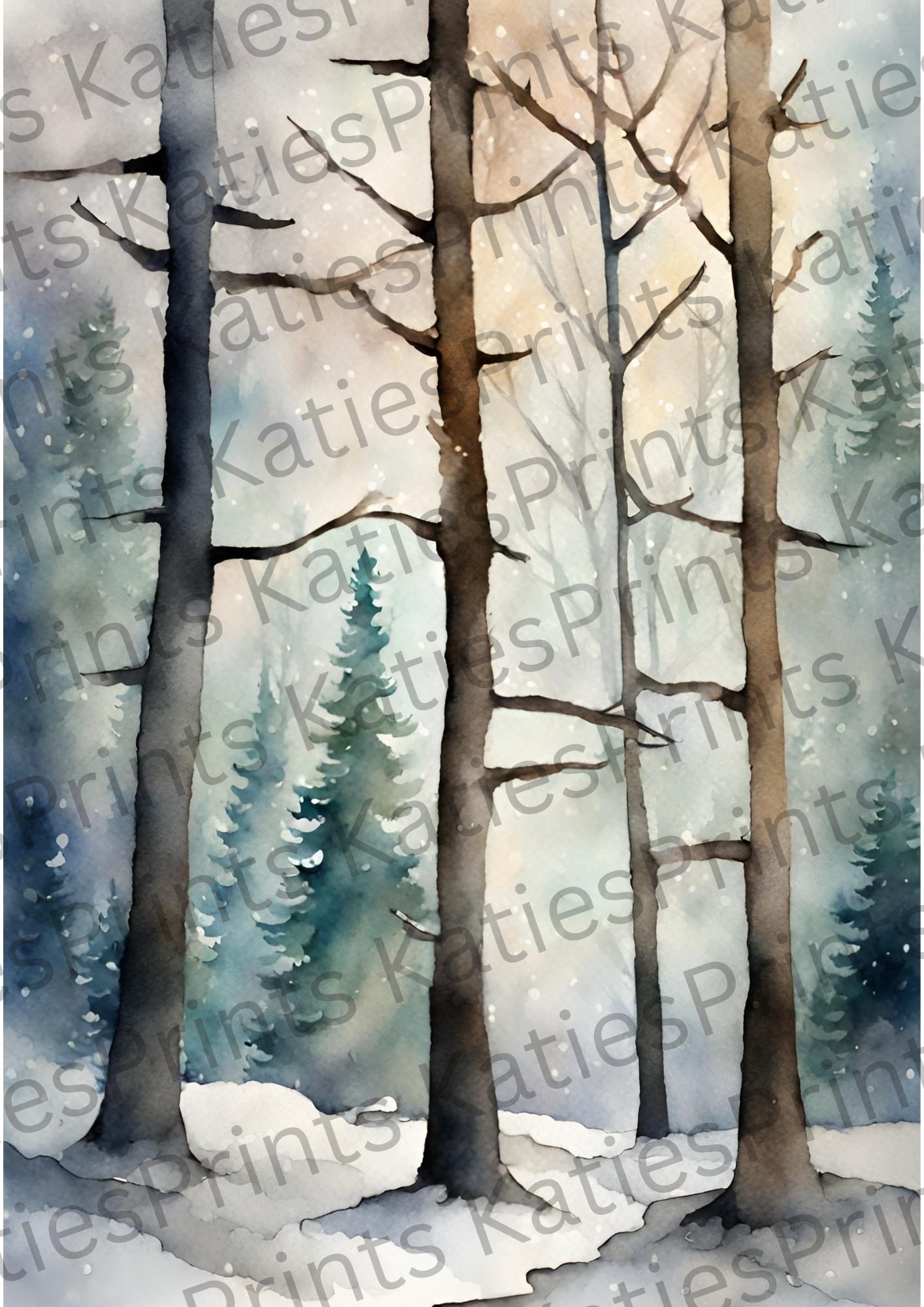 Winter Wonderland Scrapbooking Paper Winter Forest Printable - Etsy