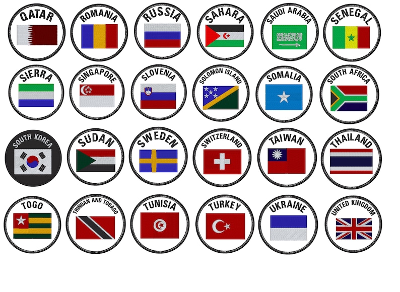 World Flag Patches, Flag Embroidery, Flag Iron On, Country Flag Patch, North America, Asia ...