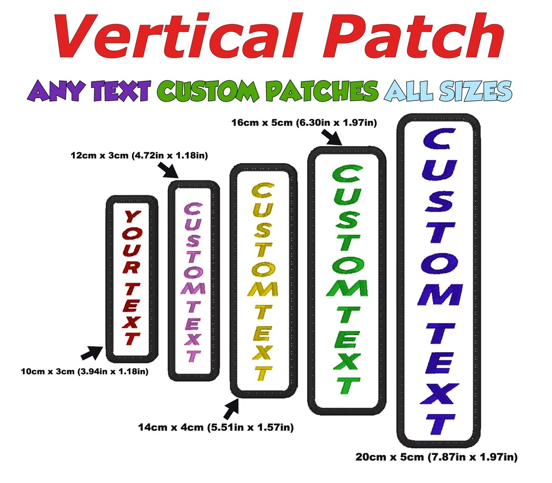 VERTICAL White Personalised CUSTOM Name Text Numbers Embroidery Sew on ...