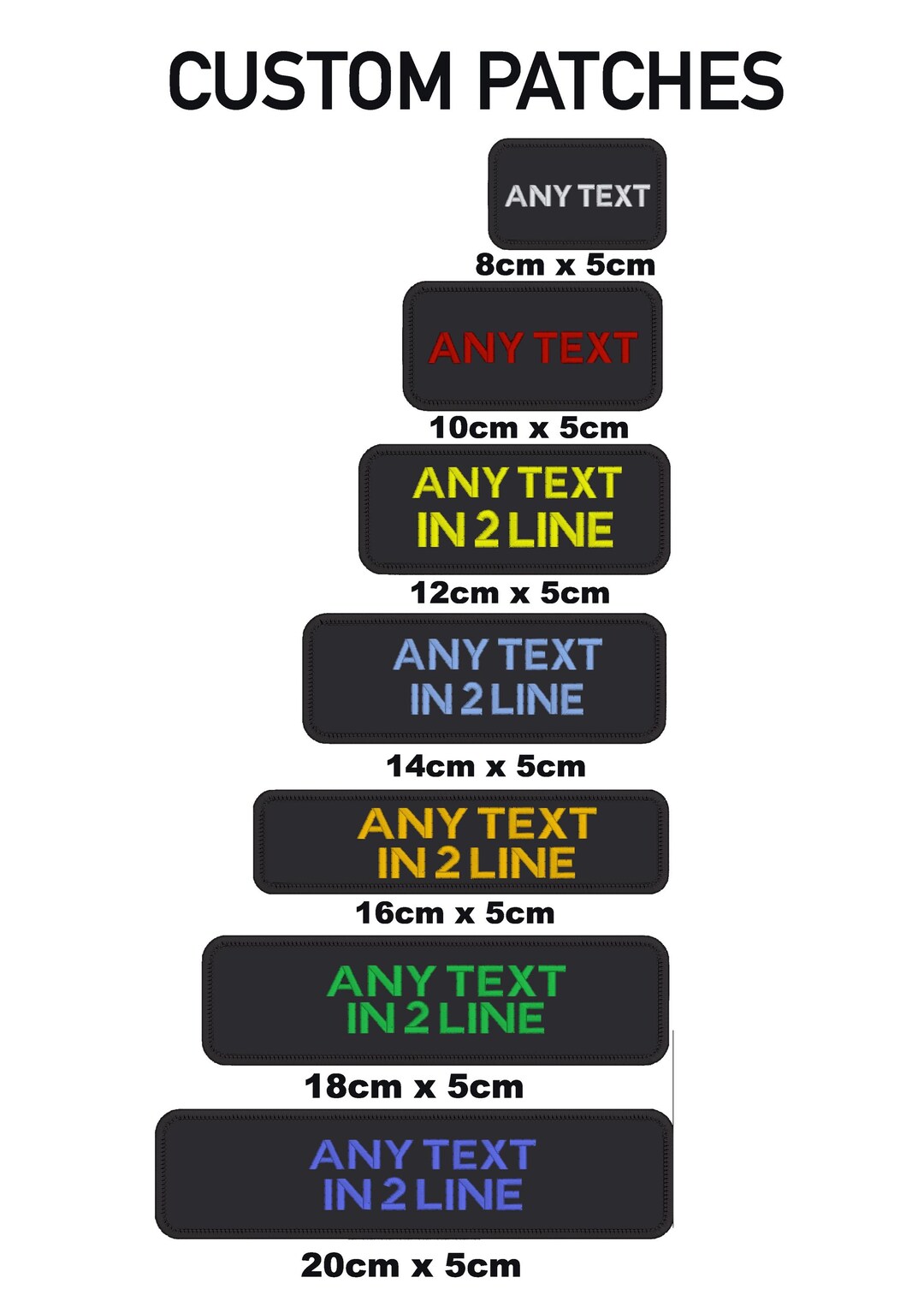 Black Personalised CUSTOM Name Text Numbers Embroidery Sew on _iron on ...