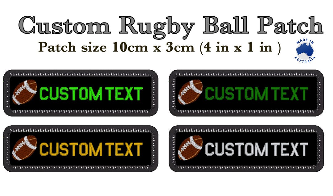 Rugby Ball Embroidery Custom Name Text Patch Stripes Badge Iron on ...