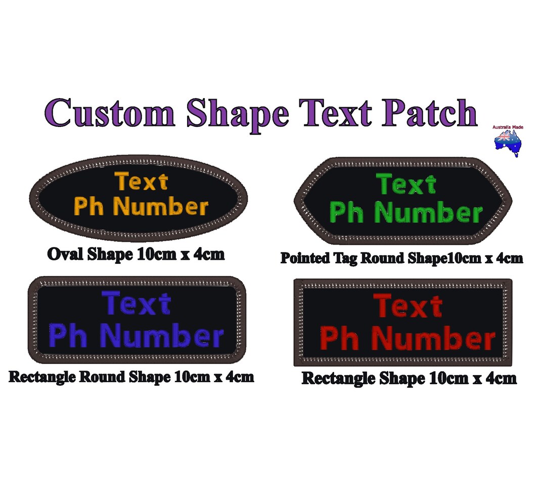 Velcro Personal Custom Shape Name Patch - Service Dog Tape Backing Hook and Loop Sew-on Heat ...