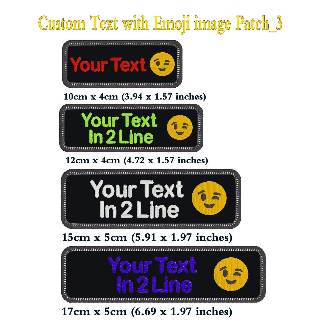 Emoji V3 Text With Embroidered Emoji Image Embroidery Patch Badge | Add ...