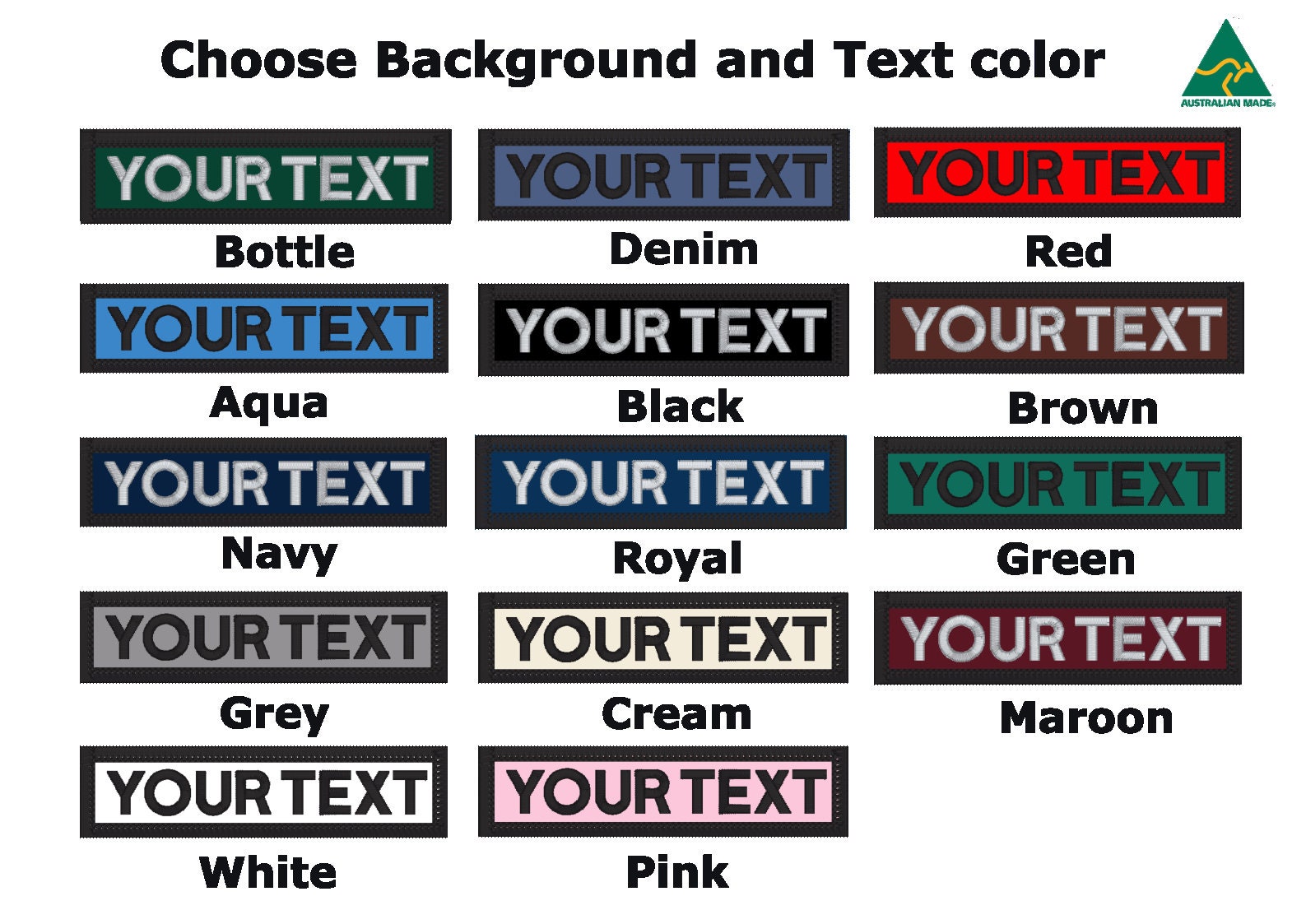 Personalised CUSTOM Name Text Numbers Embroidery Iron on Embroidered ...