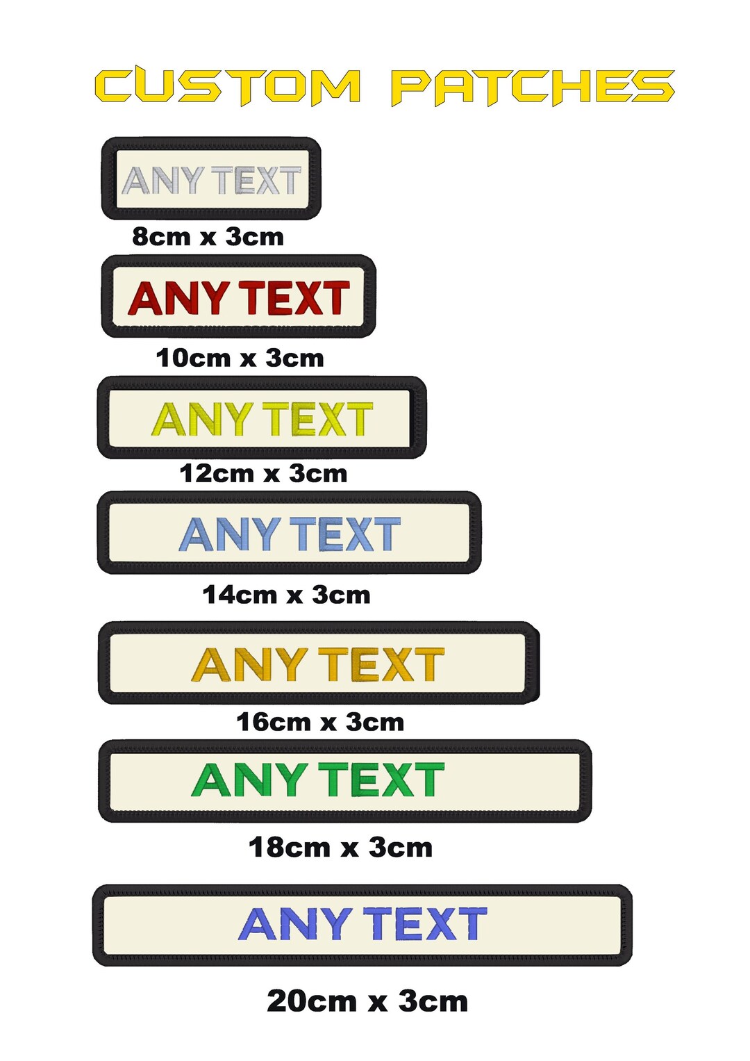 Cream Personalised CUSTOM Name Text Numbers Embroidery Sew on _iron on ...