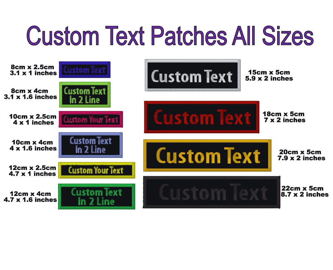 BLACK Embroidery Custom Name Text Patch Badge Iron on Iron on or Hook ...