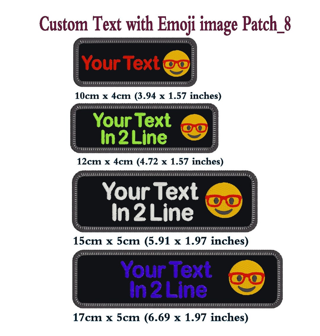 Emoji V8 Text With Embroidered Emoji Image Embroidery Patch Badge | Add ...