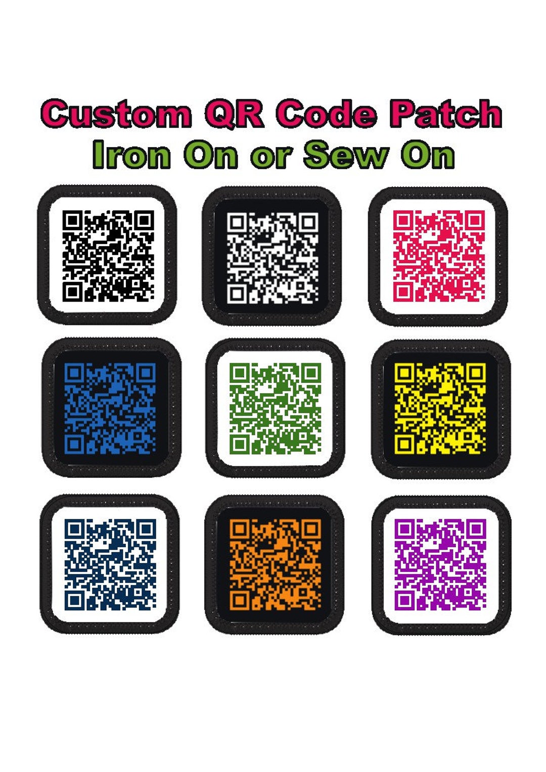Custom QR Code Print Patches, Iron / Sew on Patches, Instagram ...