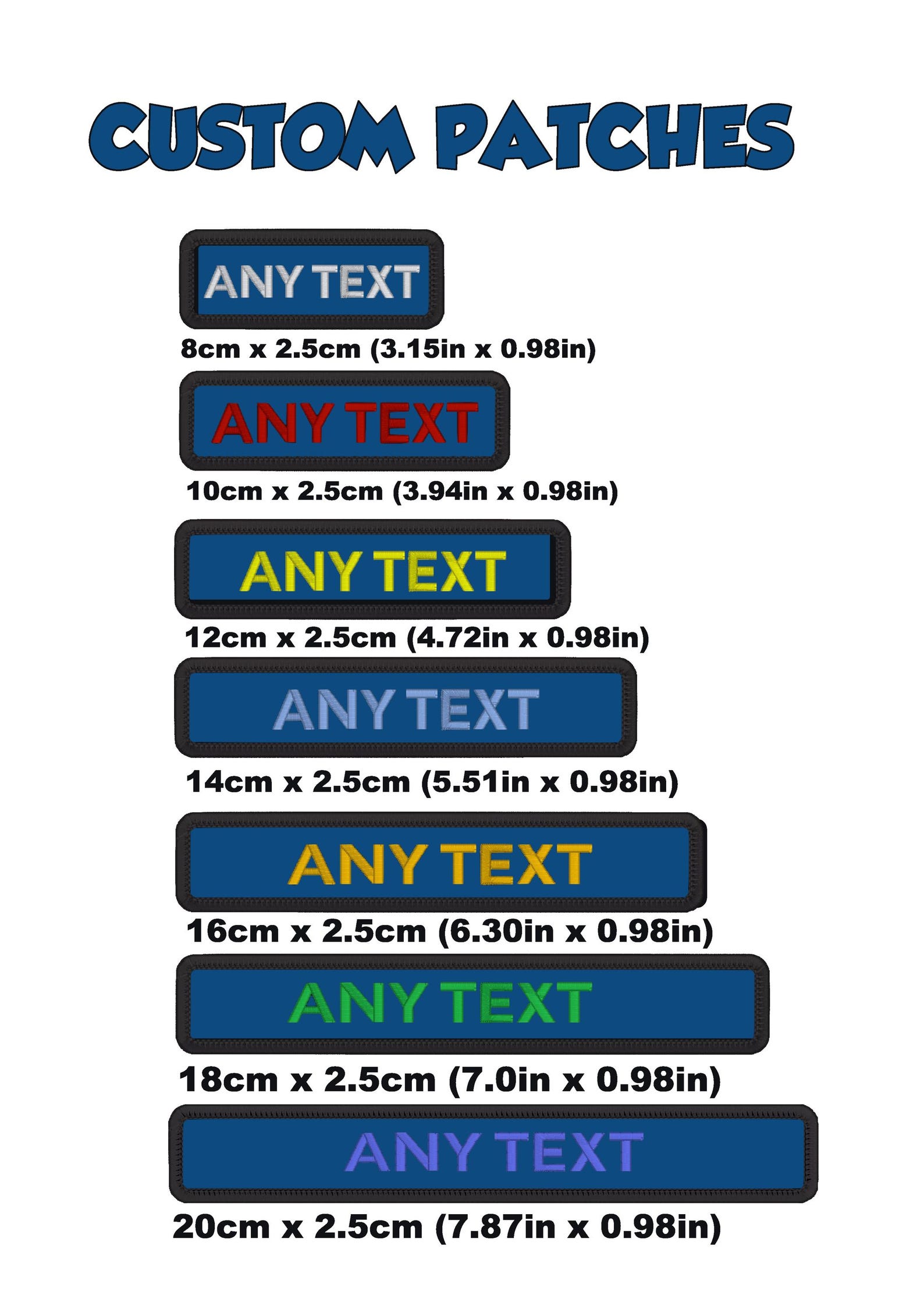 Lite Navy Personalised CUSTOM Name Text Numbers Embroidery Sew on _iron ...