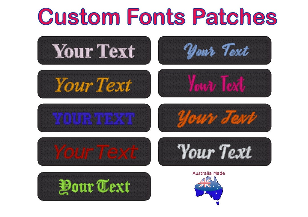 Custom Fonts Embroidered Patch , Name Tag |PATCH Iron on or Sew on , 4 ...