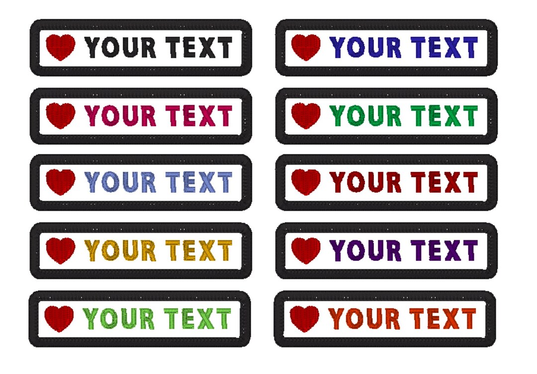 Embroidery Custom Name Text Patch Stripes Badge Iron on With LOVE Heart ...