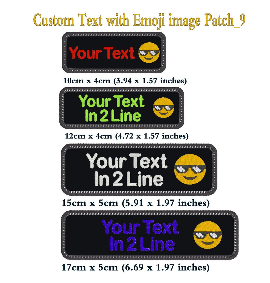 Emoji V9 Text With Embroidered Emoji Image Embroidery Patch Badge | Add ...