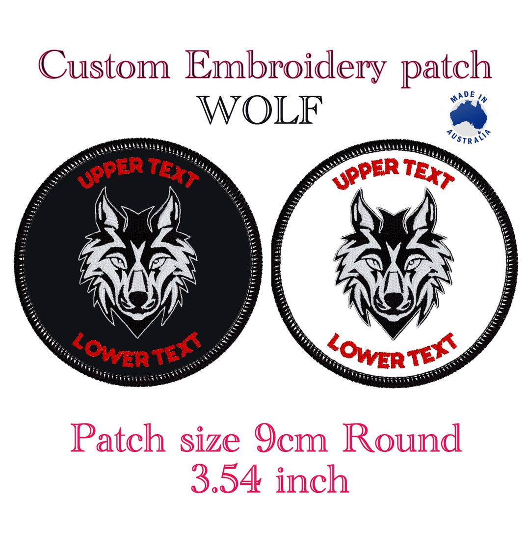 Custom Wolf 1 Embroidery 9cm Round Patch Biker Embroidered Patches ...