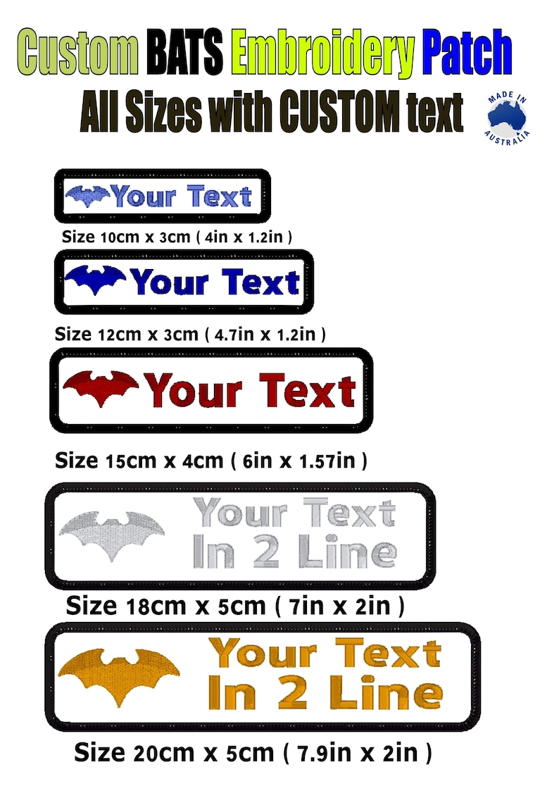 Custom BATS Name Patch - Service Dog Tape Sew-on, Iron on or Velcro DIY ...