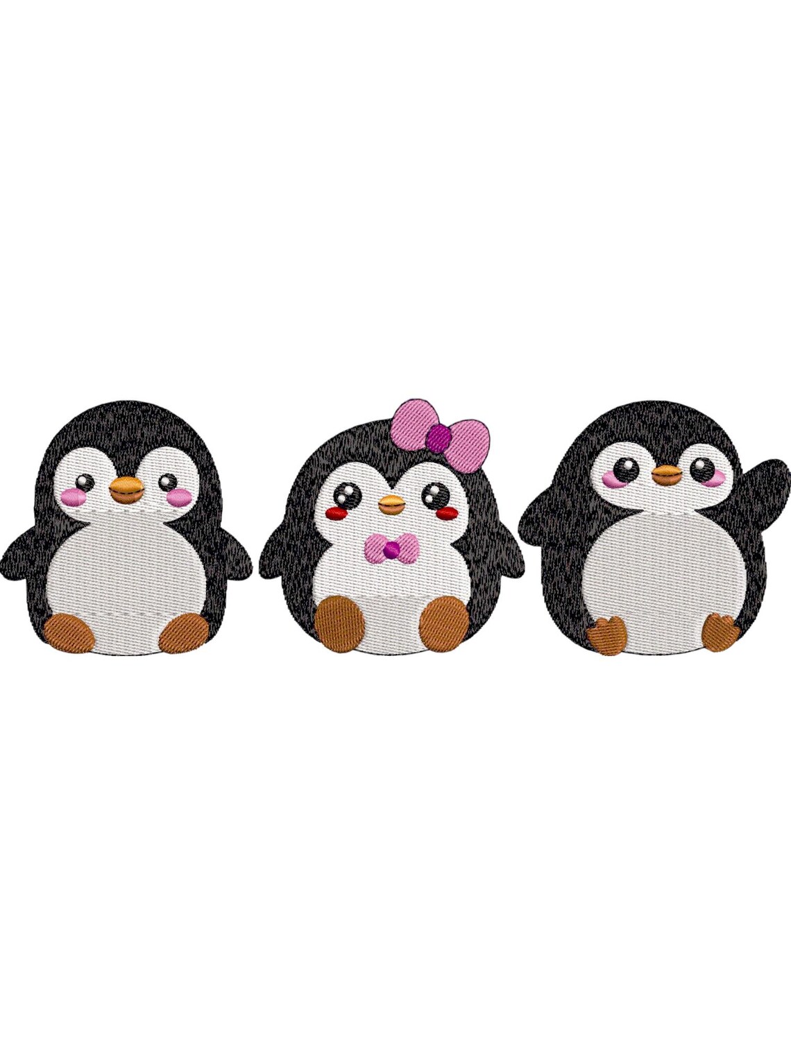 Cute Penguin Embroidery Design – 3 Sizes Family Penguins Machine ...