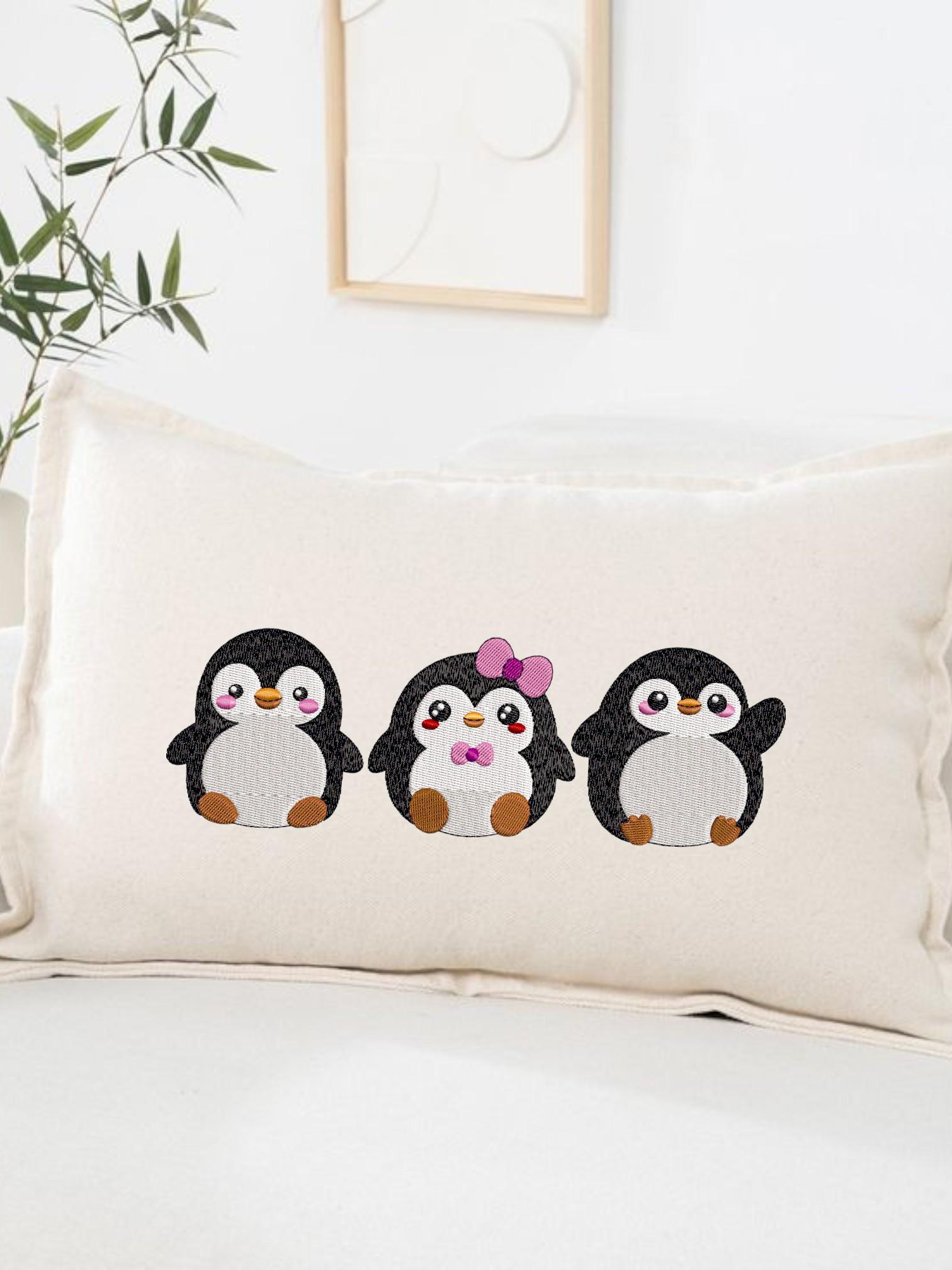 Cute Penguin Embroidery Design – 3 Sizes Family Penguins Machine ...