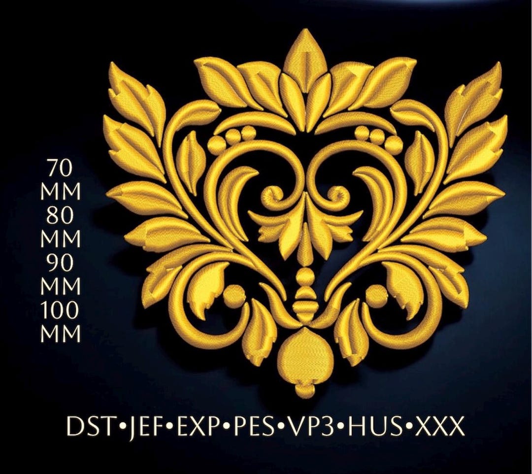 Baroque Floral Embroidery Design | Royal Gold Ornament (digital ...