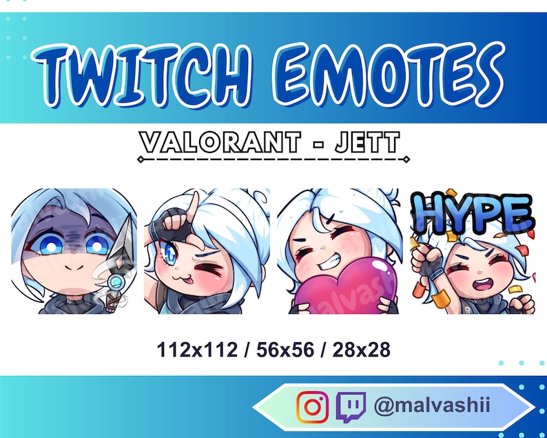 Cute Jett Valorant Emotes | Twitch, Discord, Youtube - Etsy