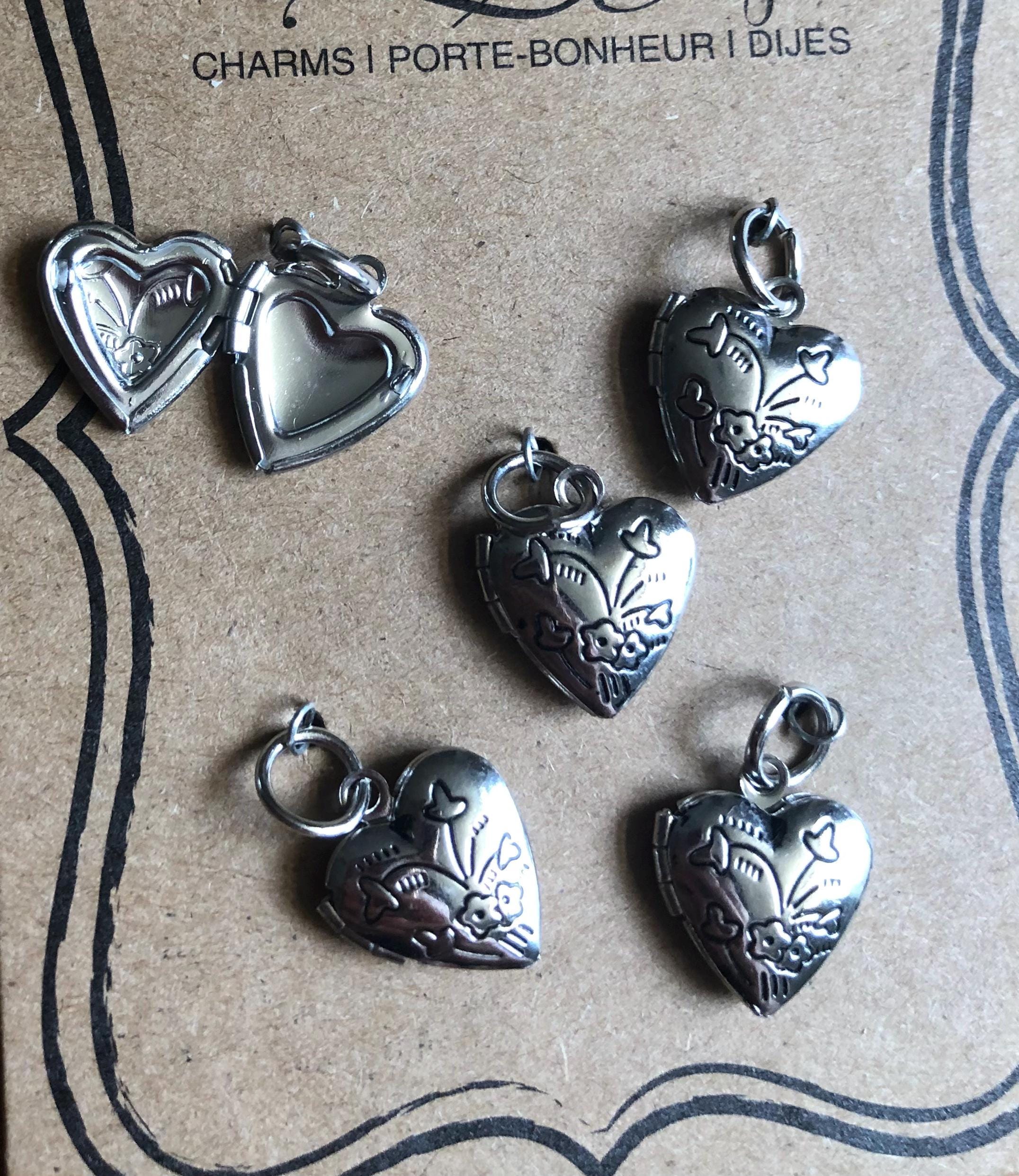 5 Pc Mini Heart Locket Charms | Bead Landing Charmalong - Etsy
