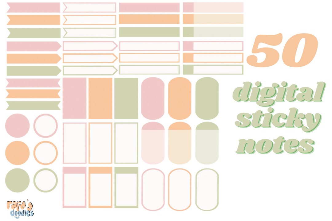 50-pack Digital Sticky Notes for Goodnotes, Onenote, Digital Planner - Etsy