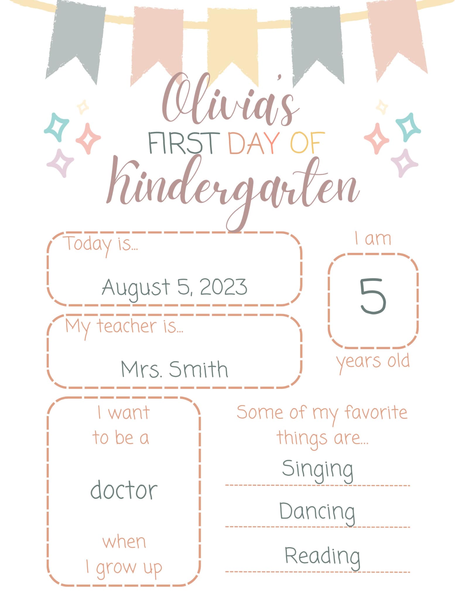 Editable First Day of School Template, First Day of School Printable ...