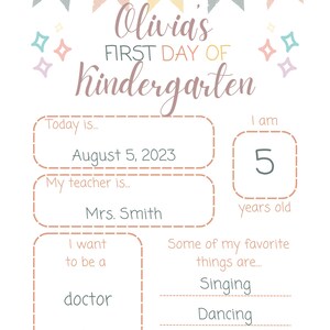 Editable First Day of School Template, First Day of School Printable ...