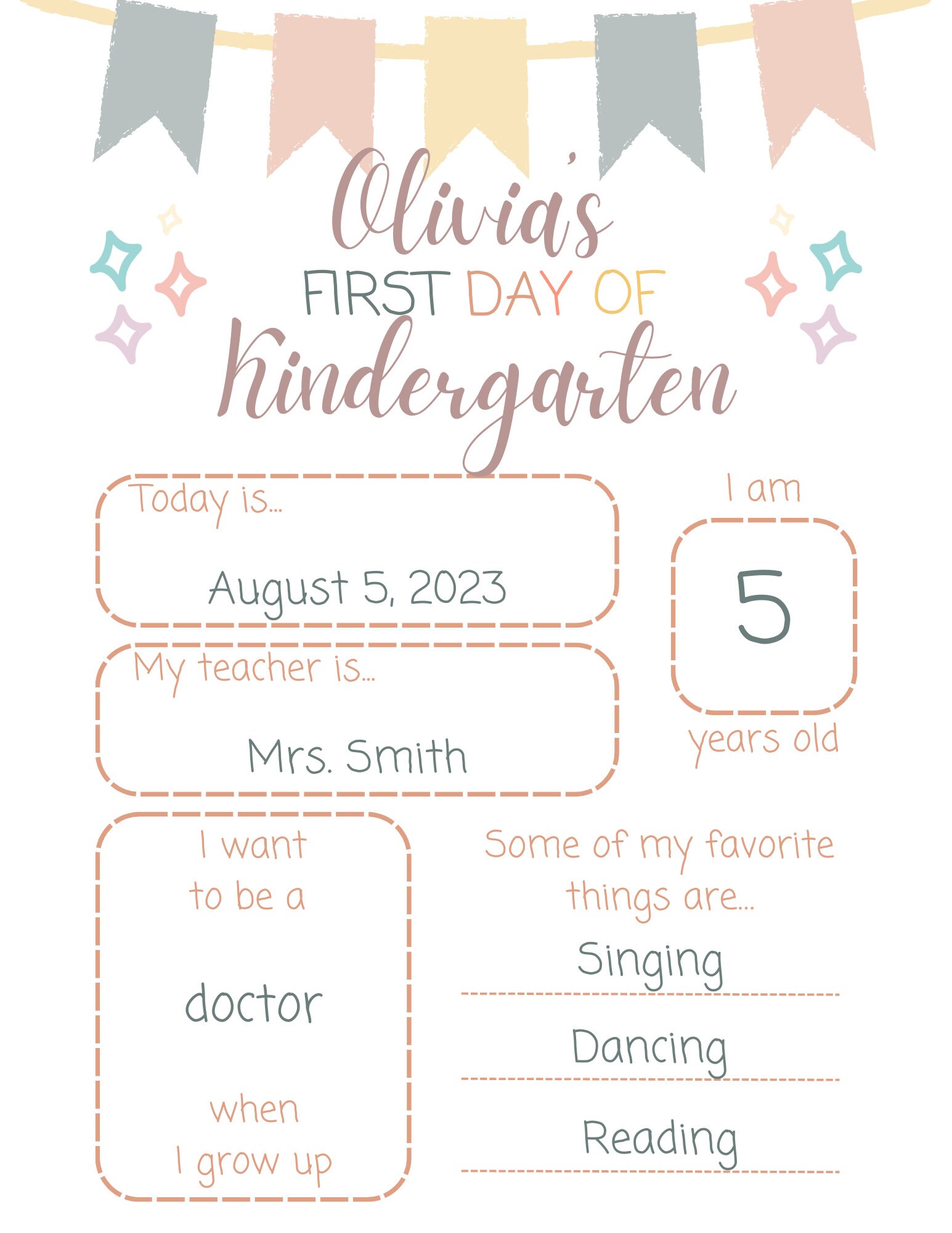 Editable First Day of School Template, First Day of School Printable ...