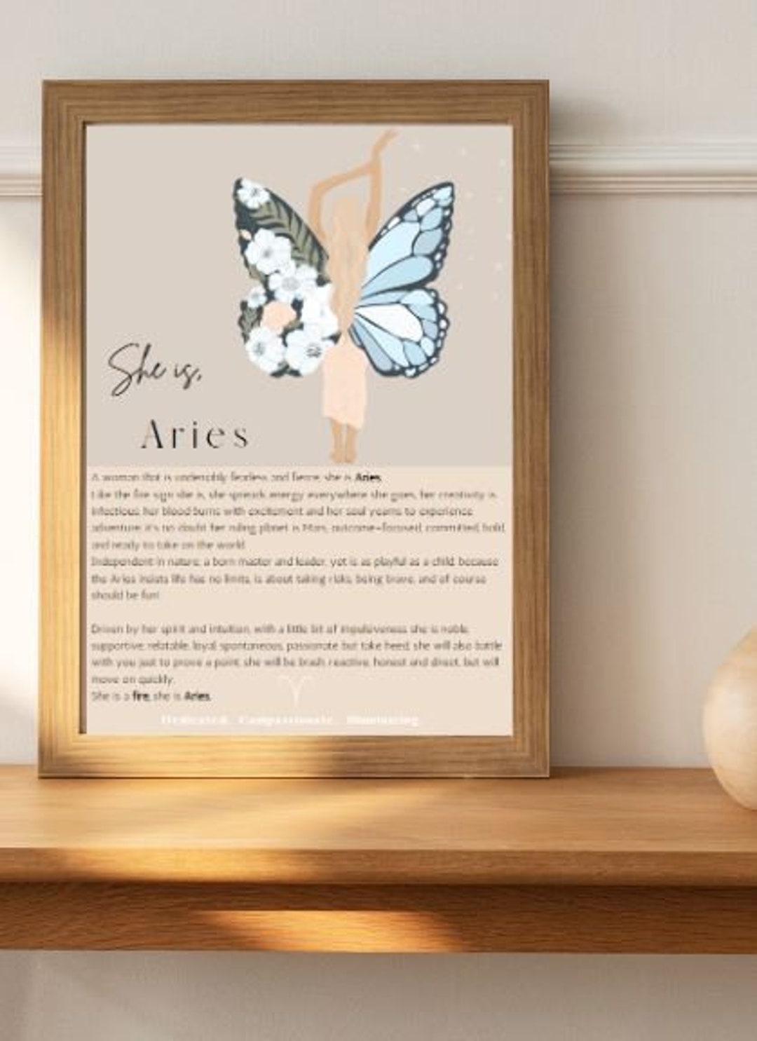 INSTANT DOWNLOADABLE Digital Art Print - Zodiac Aries, Feminine, Modern ...