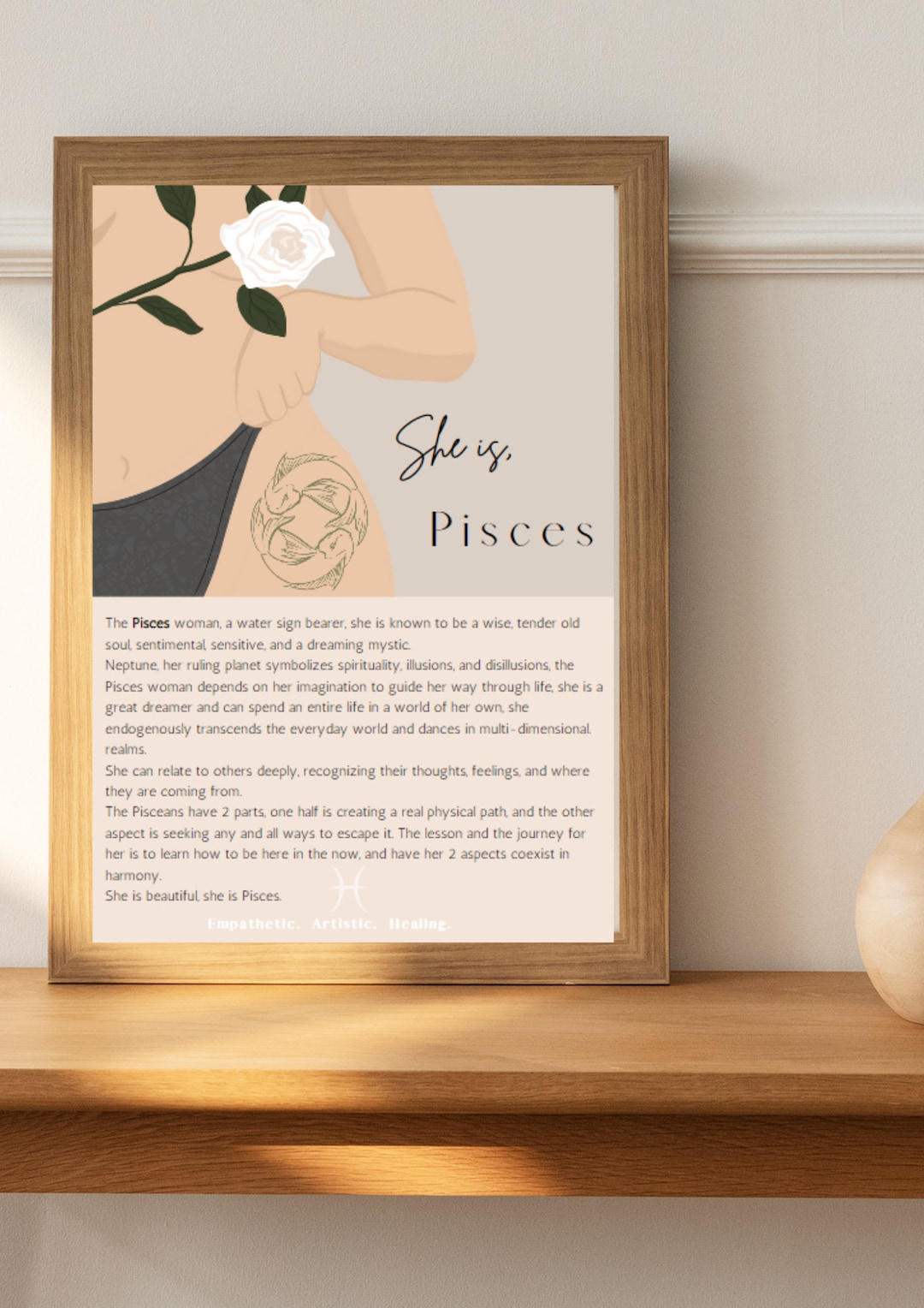 INSTANT DOWNLOADABLE Digital Art Print - Zodiac Pisces, Feminine ...