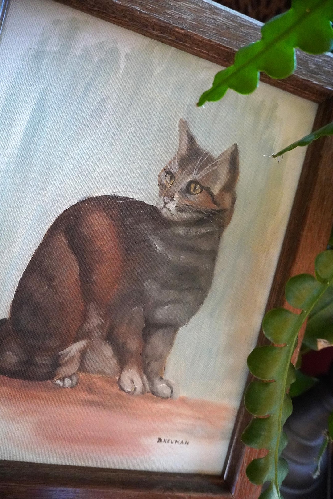 Vintage Framed Original Cat Painting | Moody Pet Portrait - Etsy