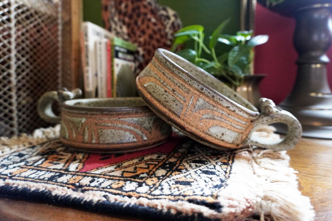 Set of Mid-century Brutalist Studio Pottery Large Mug Set | 70s Studio ...