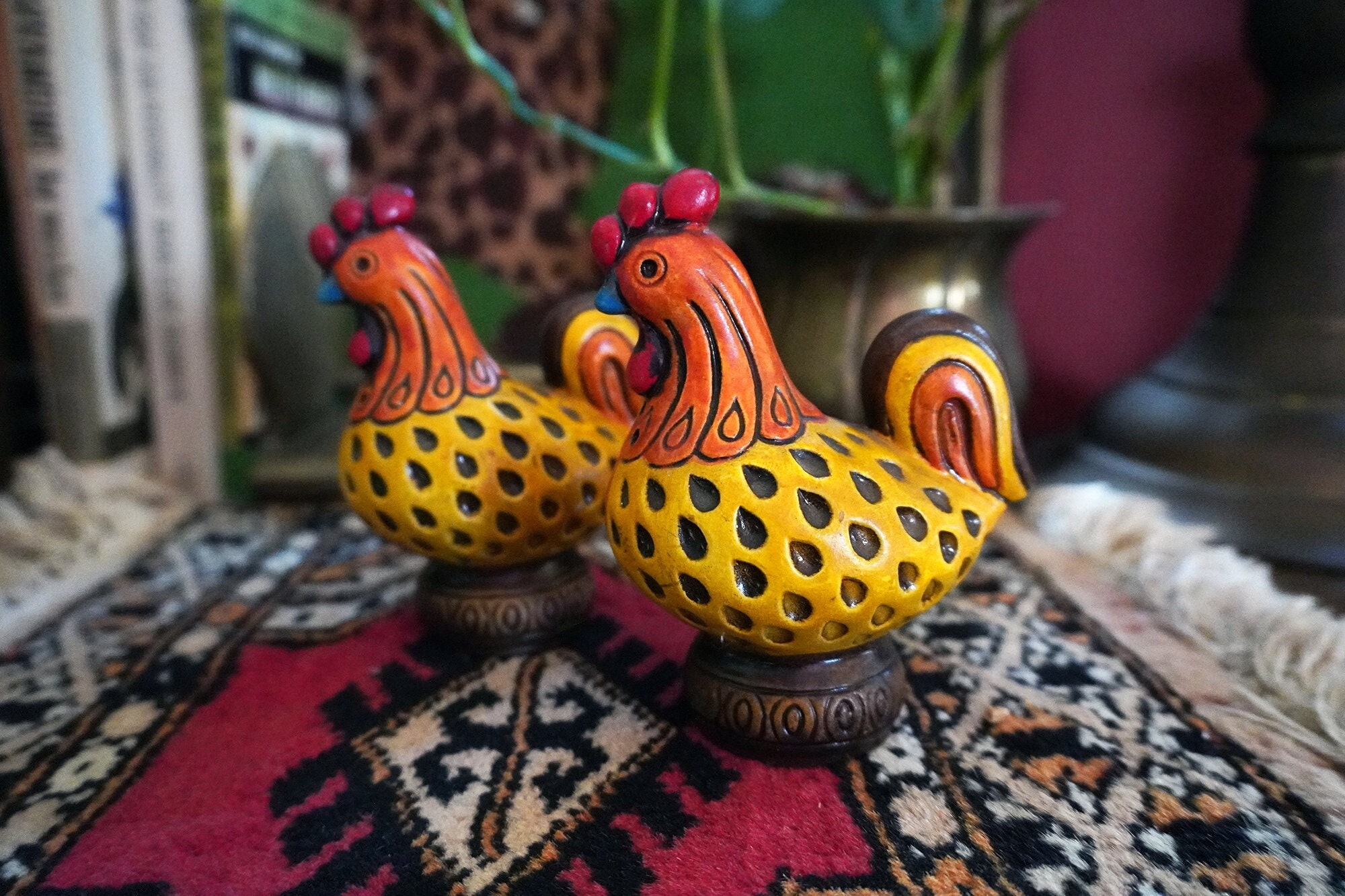 1970s Psychedelic Chicken Rooster Salt & Pepper Shakers Vintage 70s ...