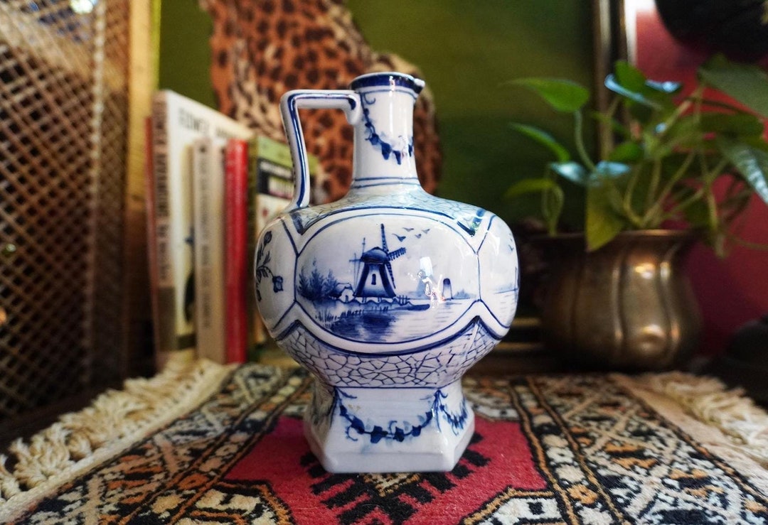 Vintage Delft Decanter White and Blue Dutch Pitcher French Style Decor ...